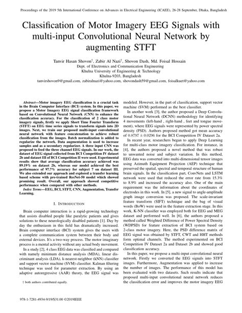pdf classification of motor imagery eeg signals with multi input convolutional neural network