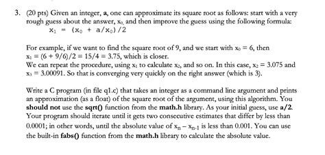 Solved 20 Pts Given An Integer A One Can Approximate Its Chegg Com