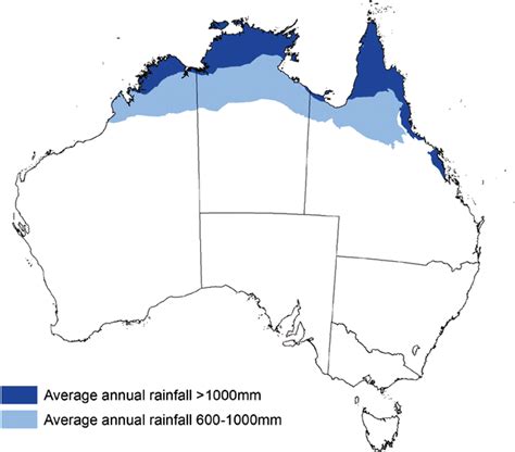 Rainfall Map Of Australia Area For 1000 Mm Annual Rainfall 472326