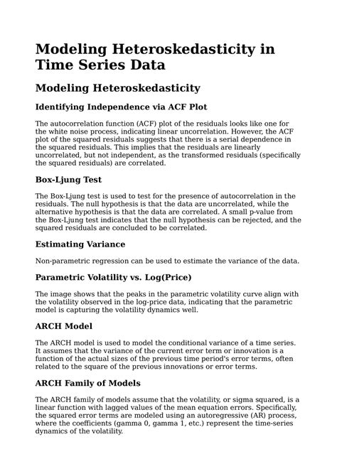 Modeling Heteroskedasticity In Time Series Data Summaries United Kingdom History Docsity