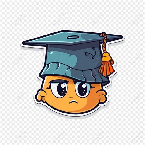 졸업 모자 클립 아트와 오렌지 아이의 스티커 벡터상표 Png 일러스트 무료 다운로드 Lovepik