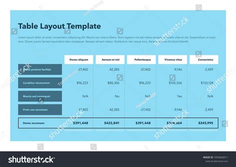 modern business table layout template total stock vector royalty free
