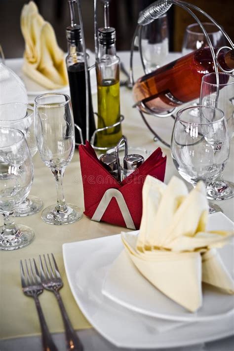 Table Setting In Restaurant Stock Image Image Of Arrangement