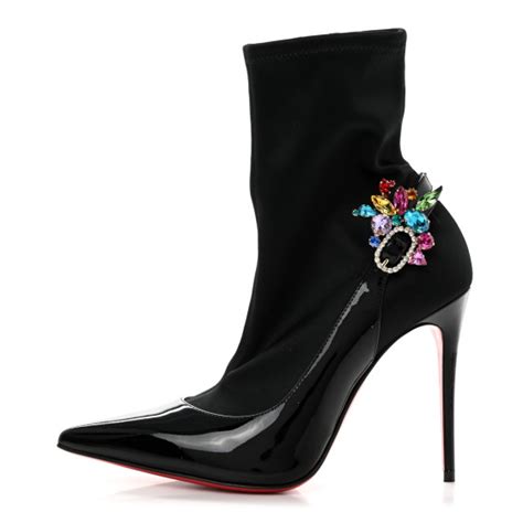 Christian Louboutin Patent Satin Crystal Jessie Booty Joli Sock