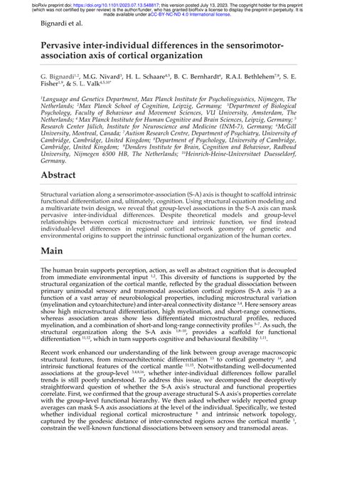 Pdf Pervasive Inter Individual Differences In The Sensorimotor