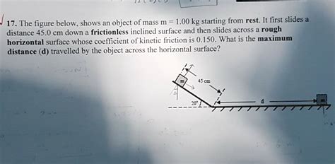 solved 17 the figure below shows an object of mass m 1 00 kg
