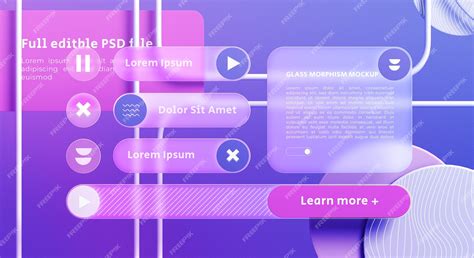 Premium Psd Glassmorphism Style Buttons Mockup