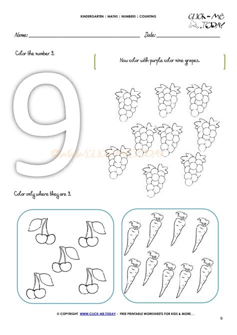 Number 9 Counting Worksheet