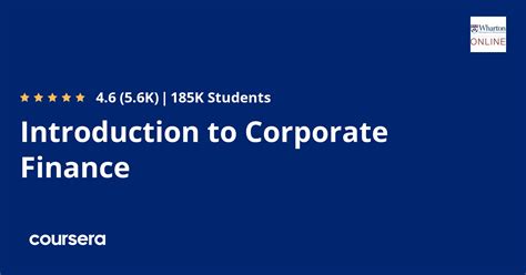 Introduction To Corporate Finance Coursya