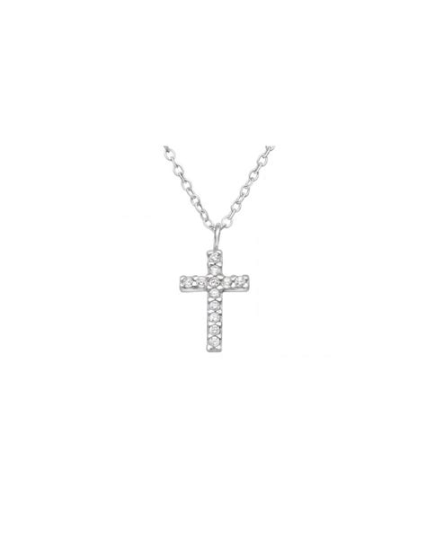 Collier Croix En Argent Avec Zircones