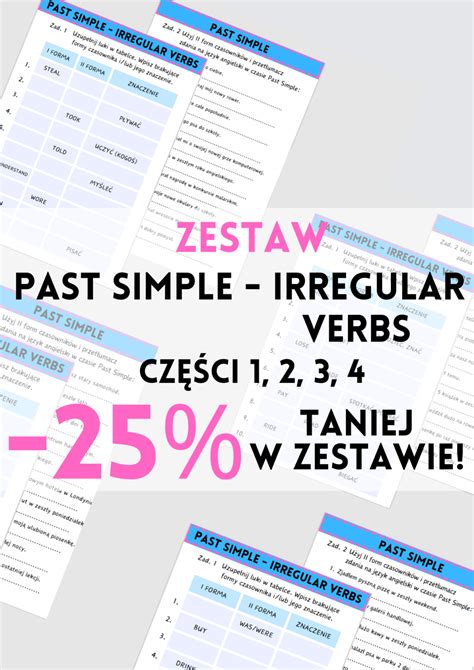 ZESTAW Past Simple Irregular Verbs Cz 1 2 3 4 Czasowniki
