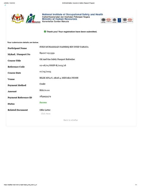 Niosh E Daftar Induction And Safety Passport Program Pdf