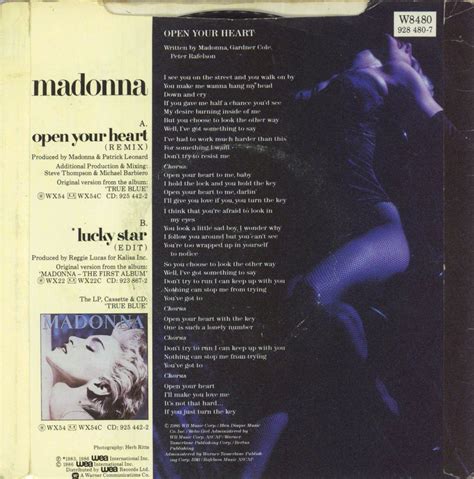 Madonna Open Your Heart Injection Label And Glossy Sleeve Uk 7 Vinyl
