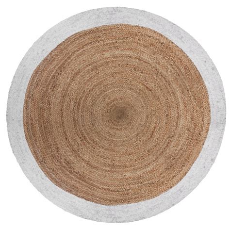Dywan pleciony z juty okrągły biała lamówka 120 cm 7939193596 oficjalne archiwum Allegro