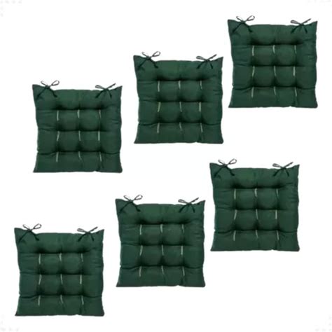Kit 6 Unidades Almofadas Assento Futon Oxford 40cmx40cm Cor Verde Musgo