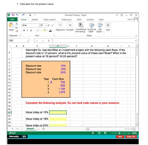 net present value excel template