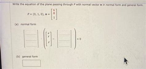 Solved Write The Equation Of The Plane Passing Through P
