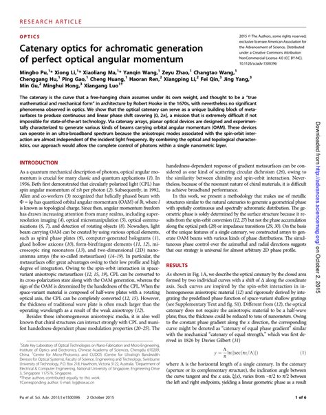 Pdf Catenary Optics For Achromatic Generation Of Perfect Optical