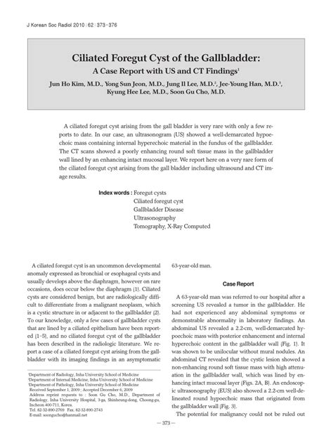 Pdf Ciliated Foregut Cyst Of The Gallbladder A Case Report With Us