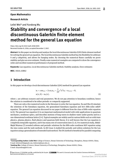 PDF Stability And Convergence Of A Local Discontinuous Galerkin