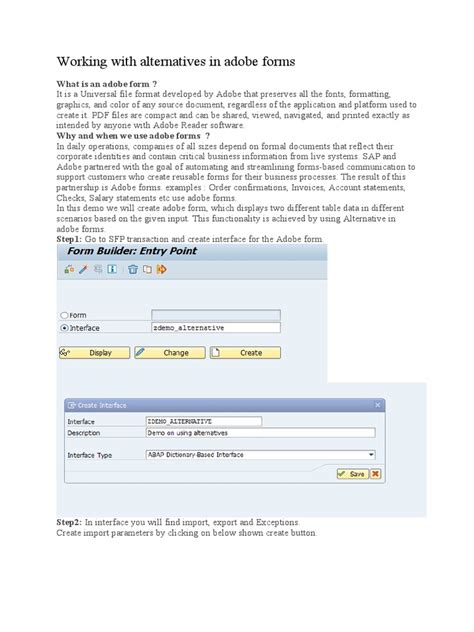 working with alternatives in adobe forms pdf parameter computer