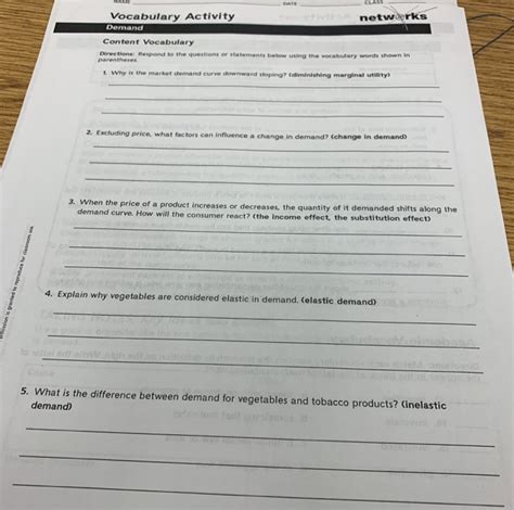 Solved Vocabulary Activity Networks Demand Content Chegg