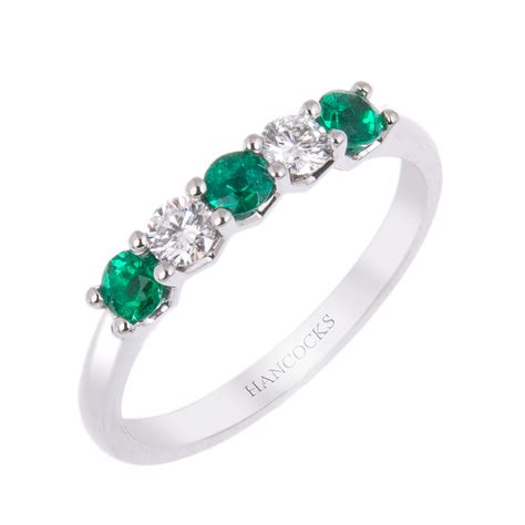 Platinum Emerald And Diamond Five Stone Ring Hancocks Jewellers