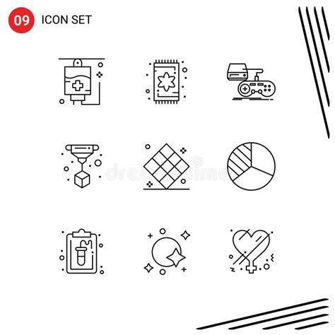 Set Of 9 Vector Outlines On Grid For Game Athletics Game Technology