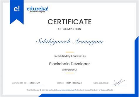 Sakthi Ganesh A On Linkedin Blockchain Developer Edureka Got Insights And Hands On On Bitcoin…