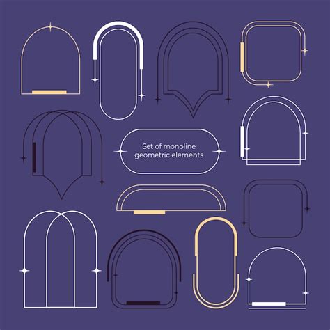 Premium Vector Set Of Monoline Geometric Elements Minimalistic Thin