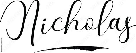 Nicholas Male Name Cursive Calligraphy On White Background Stock