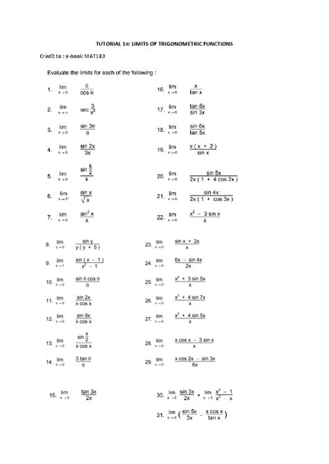 Tutorial 1e Limits Of Trigonometric Functions Civil Engineering Tutorial 1e Limits Of