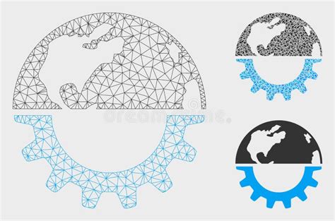International Industry Vector Mesh Carcass Model And Triangle Mosaic Icon Stock Vector