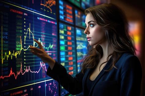 Premium Photo A Female Financial Analyst Examining Stock Ticker Display