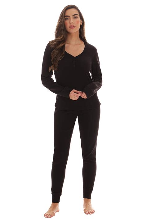 Followme Womens Printed Henley Thermal Underwear Set With Jogger Pant
