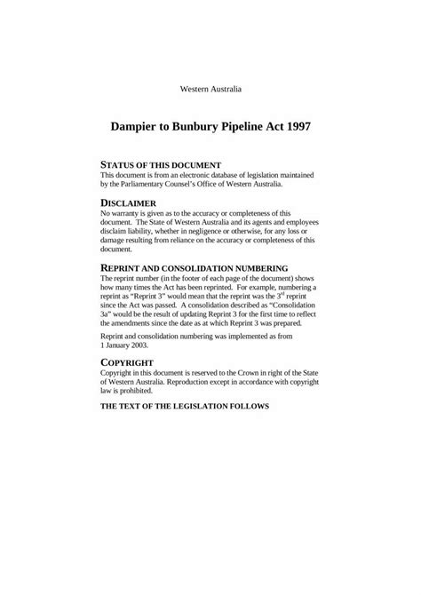 Pdf Dampier To Bunbury Pipeline Act 1997 Au