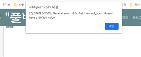 SQLSTATE HY000 General error 1364 Field reward point does 질답