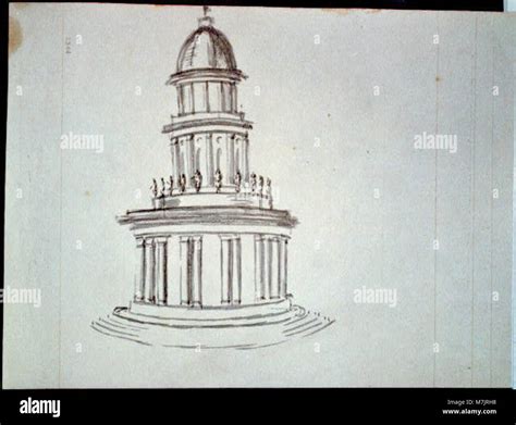 This Elevation Drawing Features A Domed Colonnaded Circular Structure In Washington Dc