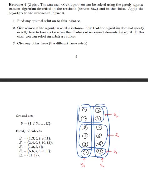 Exercise 4 2 Pts The MIN SET COVER Problem Can Be Chegg Com
