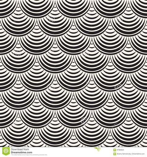 Vector Seamless Rounded Lines Pattern Abstract Geometric Background Design Circular Geometric