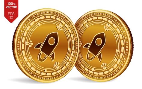 Criptomonedas monedas de oro con el símbolo estelar aislado sobre fondo