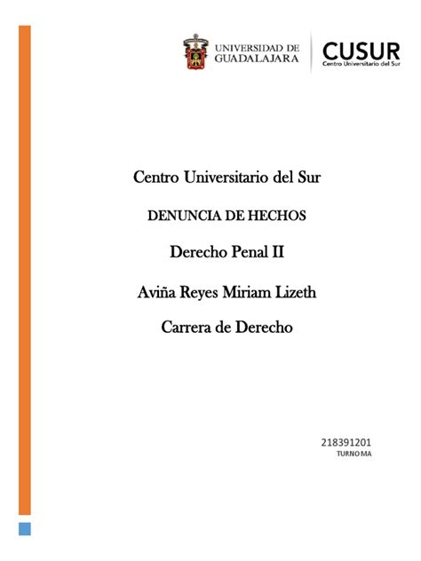 Denuncia De Hechos Pdf