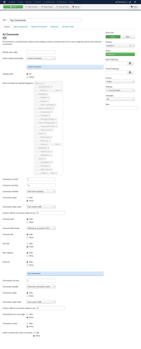 Demo Pages Configuration Joomlart
