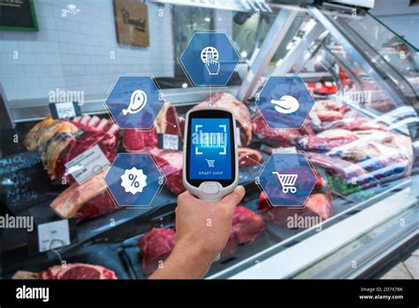 smart shop device in the checkout counter scan and go smart scan that