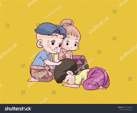 Thai Cartoon Series Conceptual Design Traditional Stock Vector Royalty