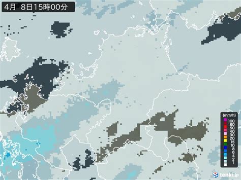 福岡県の過去の雨雲レーダー2024年04月08日 日本気象協会 Tenkijp
