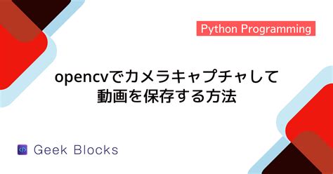 [python] Opencvで動画の一部を画像として保存する方法 Geekblocks