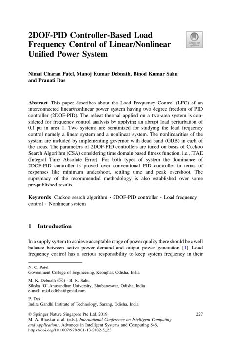 pdf 2dof pid controller based load frequency control of linear