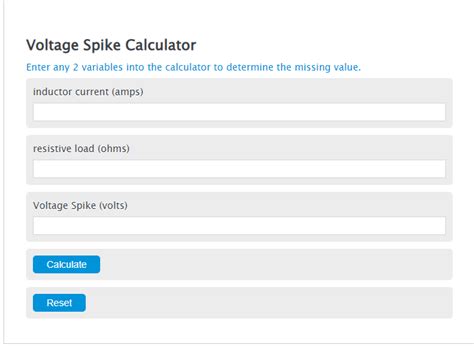 Voltage Spike Calculator Calculator Academy