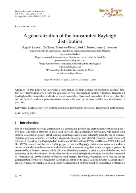 Pdf A Generalization Of The Transmuted Rayleigh Distribution